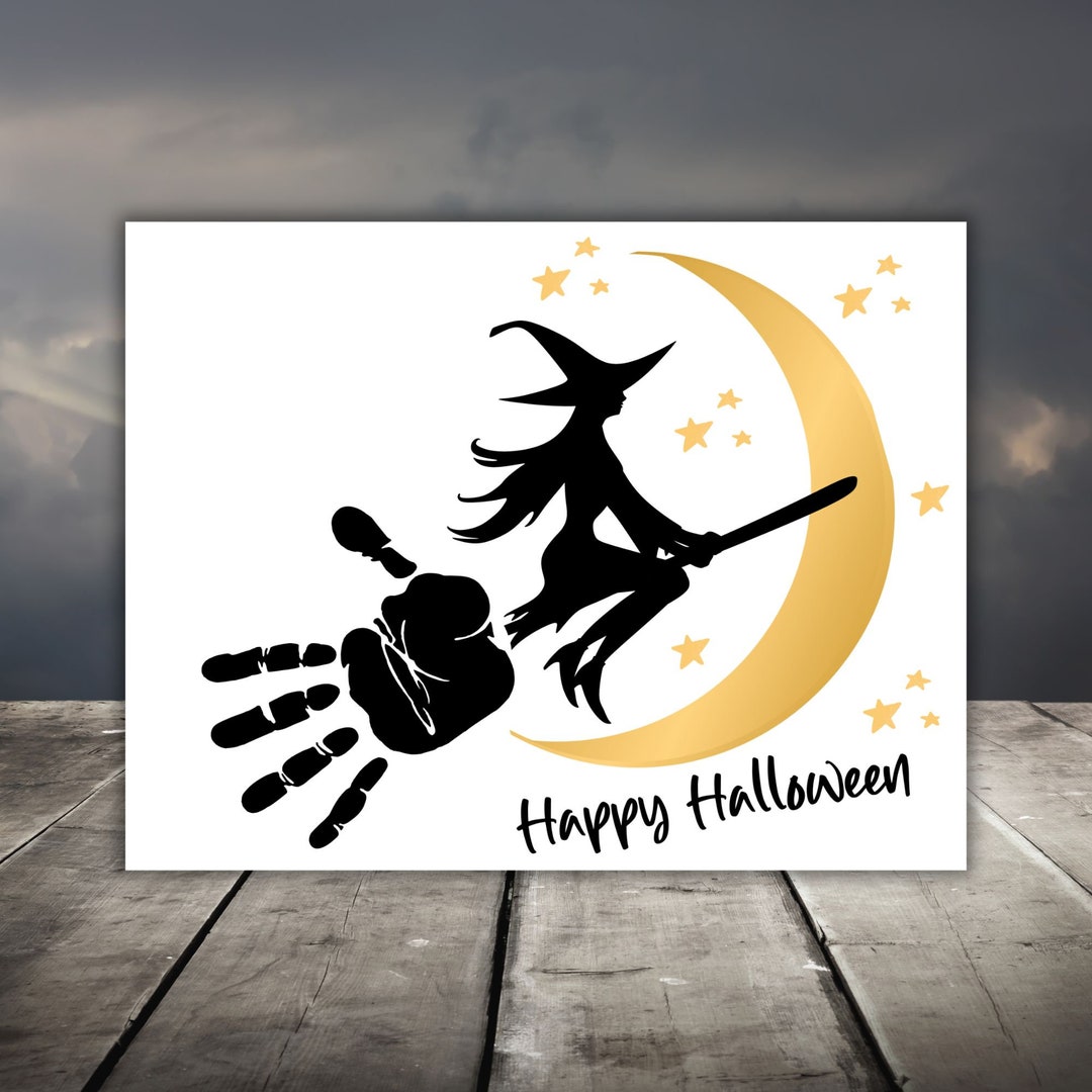 Halloween Witch Handprint Art, Happy Halloween Handprint Craft, Fall ...