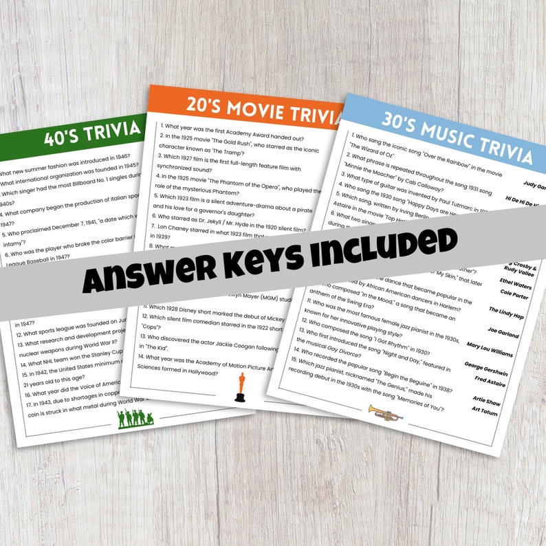 Decades Trivia Mega Bundle, Decades Trivia, Music Trivia, Movie Trivia ...