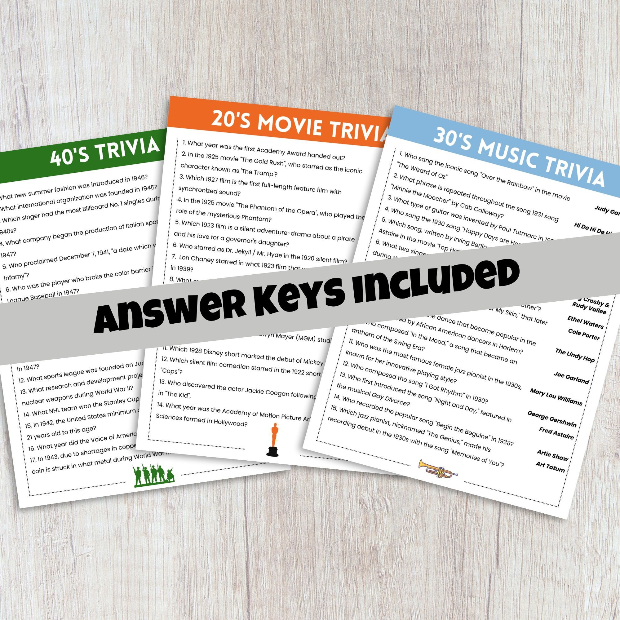 Decades Trivia Mega Bundle, Decades Trivia, Music Trivia, Movie Trivia ...