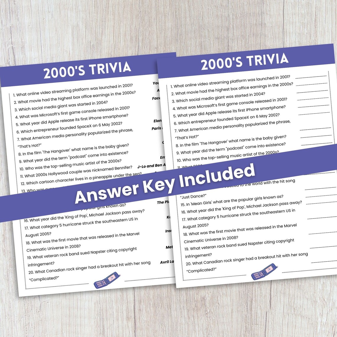 2000s Trivia Game, 2000s Theme Party Game, Decades Trivia, Trivia Game ...