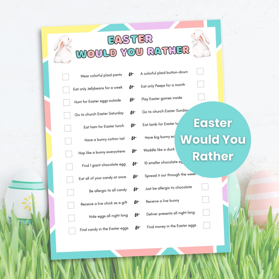 Easter Would Your Rather Game, Printable Easter Game, Easter Worksheet ...