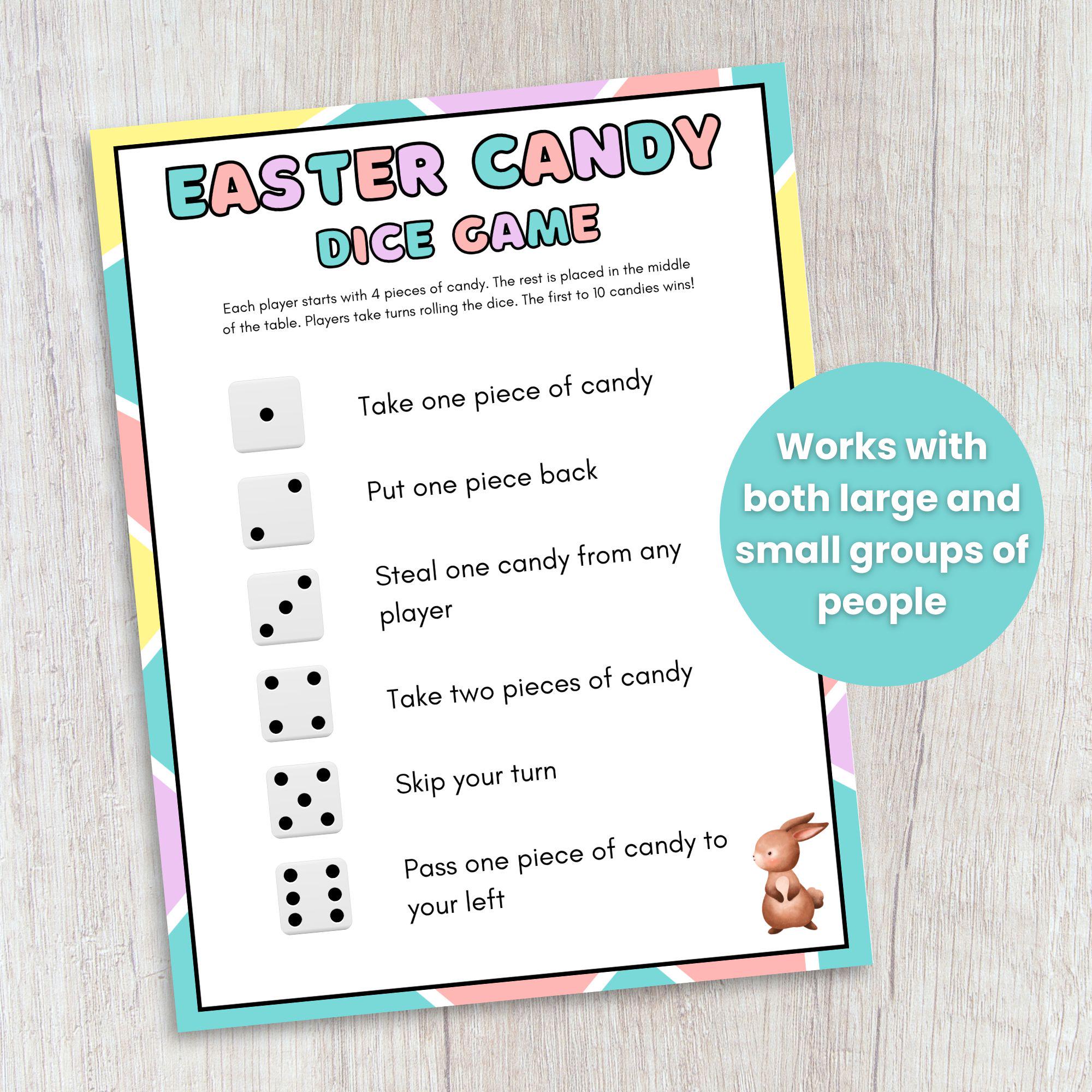 Easter Candy Dice Game, Easter Party Game for Kids and Adults, Easter ...