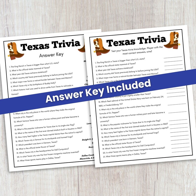 Texas Trivia Game, States Trivia, US States Trivia, Texas Game, Trivia ...
