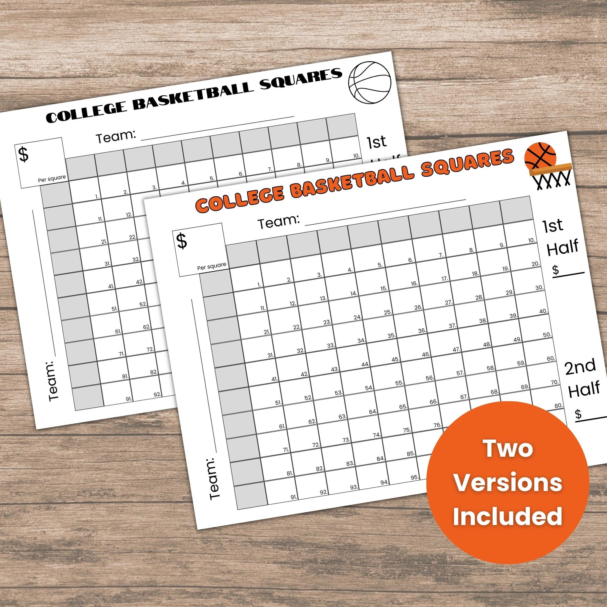 College Basketball Squares Game, Sports Betting Game, 100 Squares Game ...