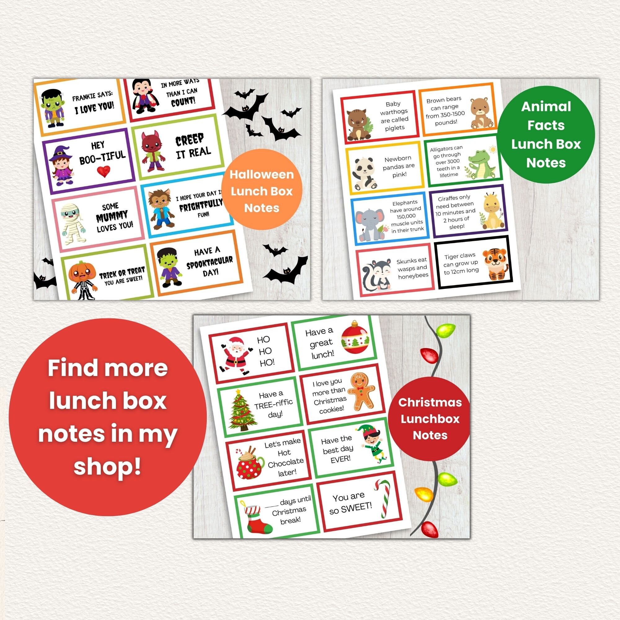 Lunch Box Notes for Kids, Editable Lunch Notes, Lunchbox Notes ...