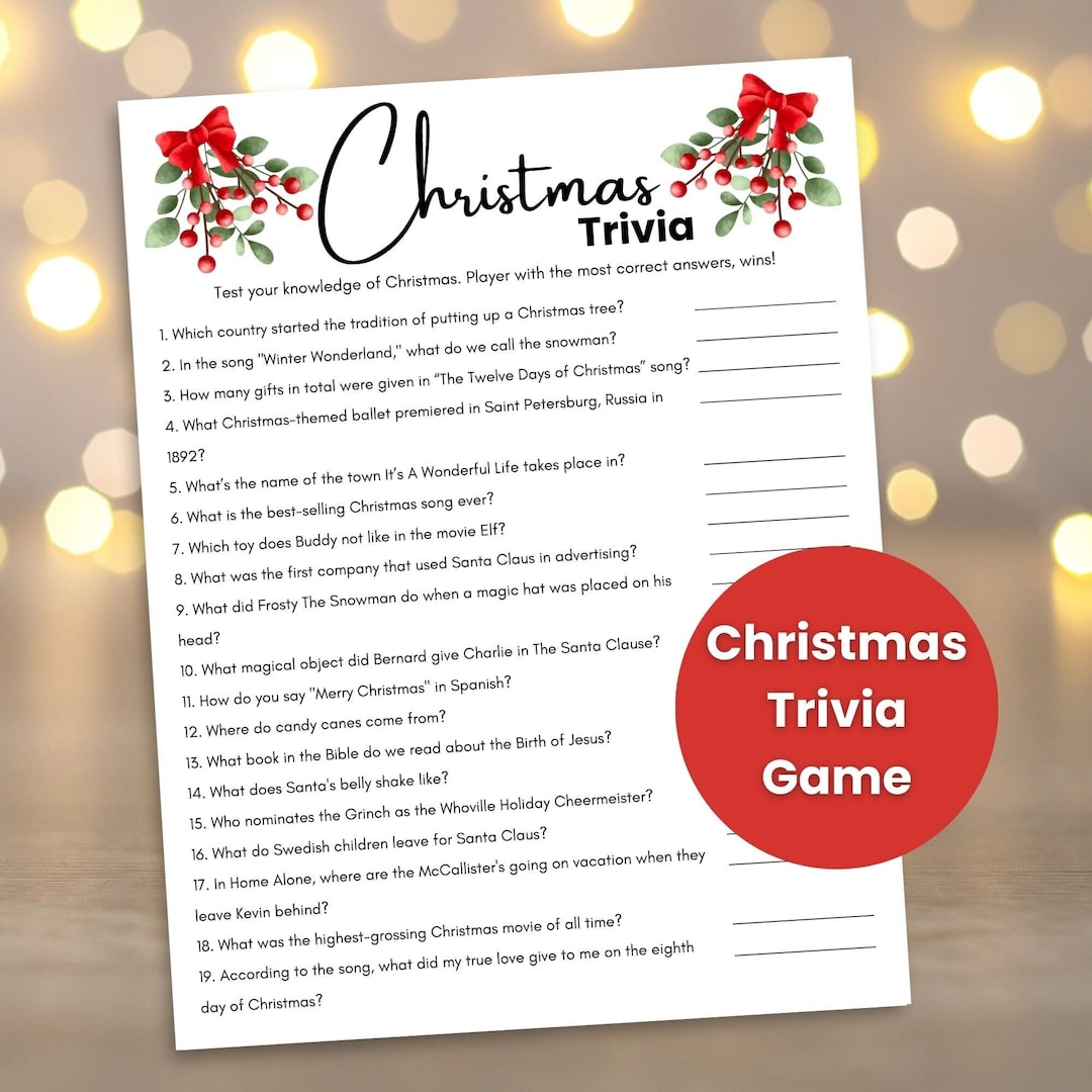 Christmas Trivia Game, Holiday Trivia Game, Winter Trivia Game, Holiday ...