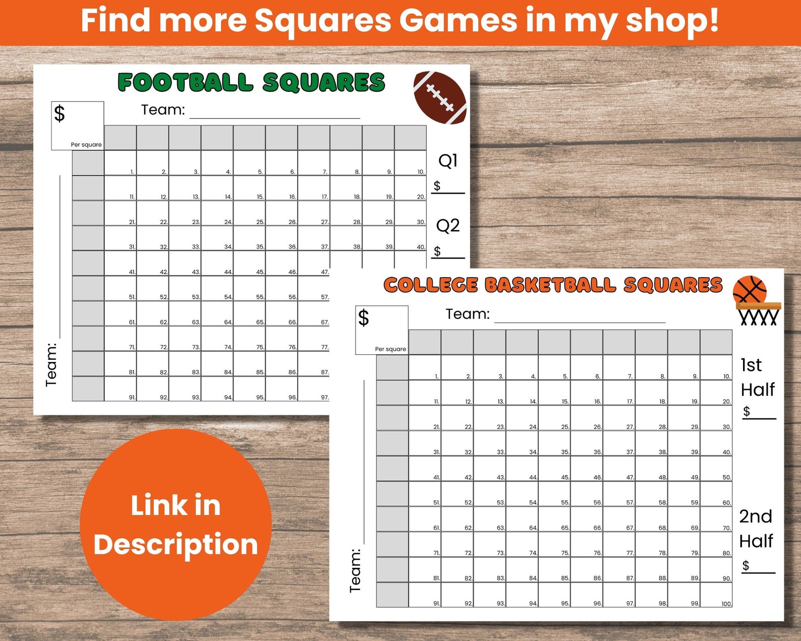 Editable Basketball Squares Game Printable Basketball - Etsy