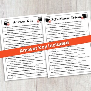 1930s Movie Trivia Game, 30s Theme Party, Decades Party Game, Trivia ...