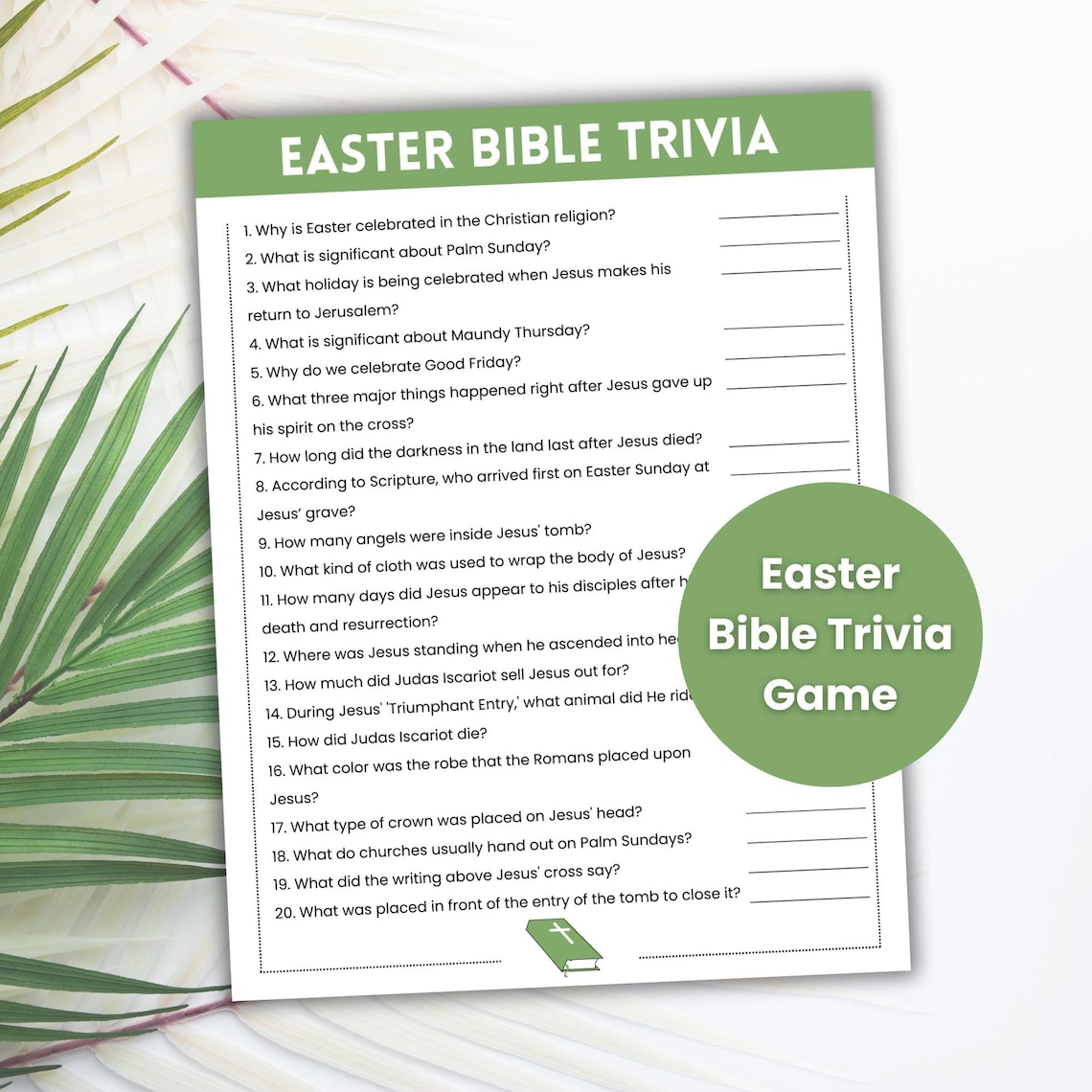 Easter Bible Trivia Game, Holy Week Printable, Easter Sunday School ...