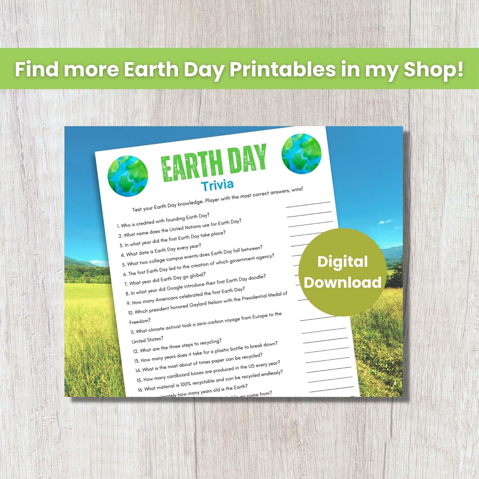 Earth Day Scavenger Hunt for Kids, Earth Day Activities for Kids ...