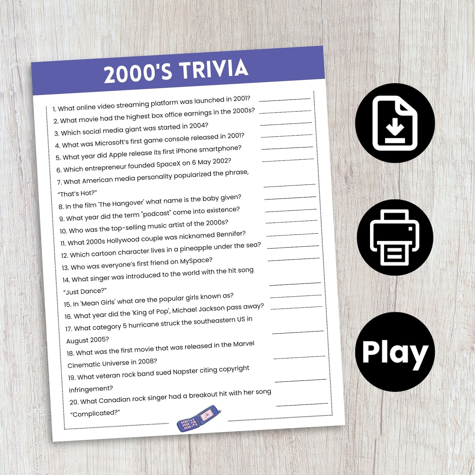 2000s Trivia Game, 2000s Theme Party Game, Decades Trivia, Trivia Game ...
