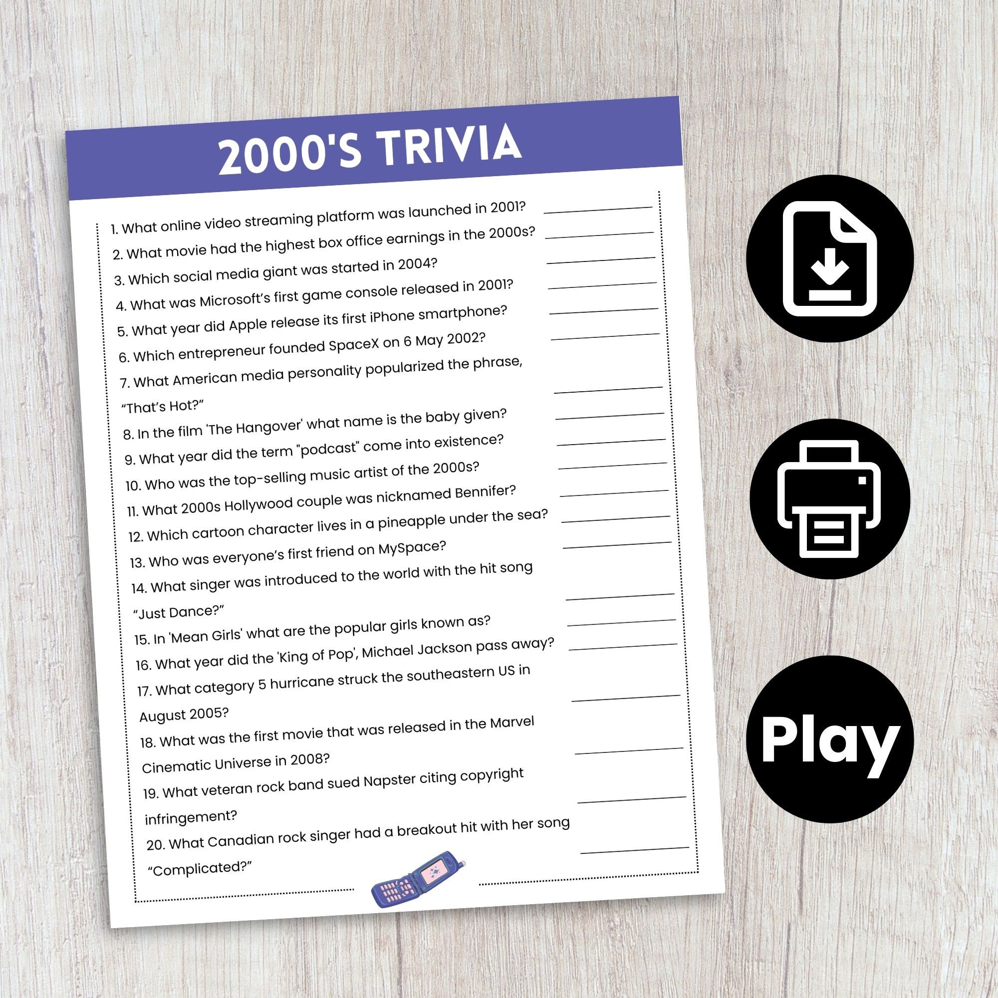 2000s Trivia Game, 2000s Theme Party Game, Decades Trivia, Trivia Game ...