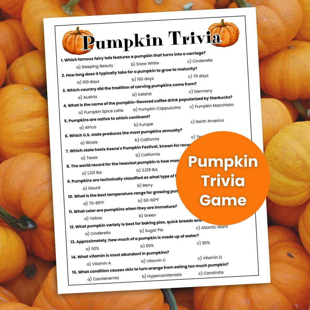 Pumpkin Trivia Game, Fall Trivia Game, Thanksgiving Game, Autumn Trivia ...