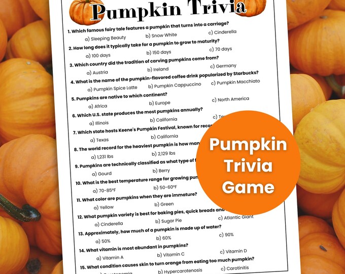 Pumpkin Trivia Game, Fall Trivia Game, Thanksgiving Game, Autumn Trivia ...