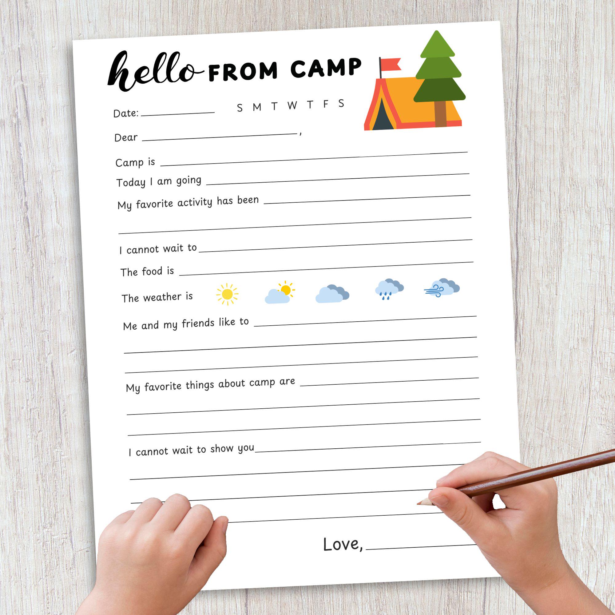 Printable Letter From Camp, Hello From Camp Letter, Summer Camp Letters ...