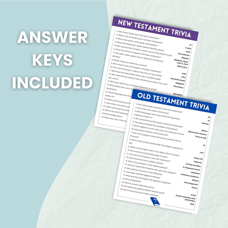 Bible Trivia Games Bundle, New Testament Trivia, Old Testament Trivia ...