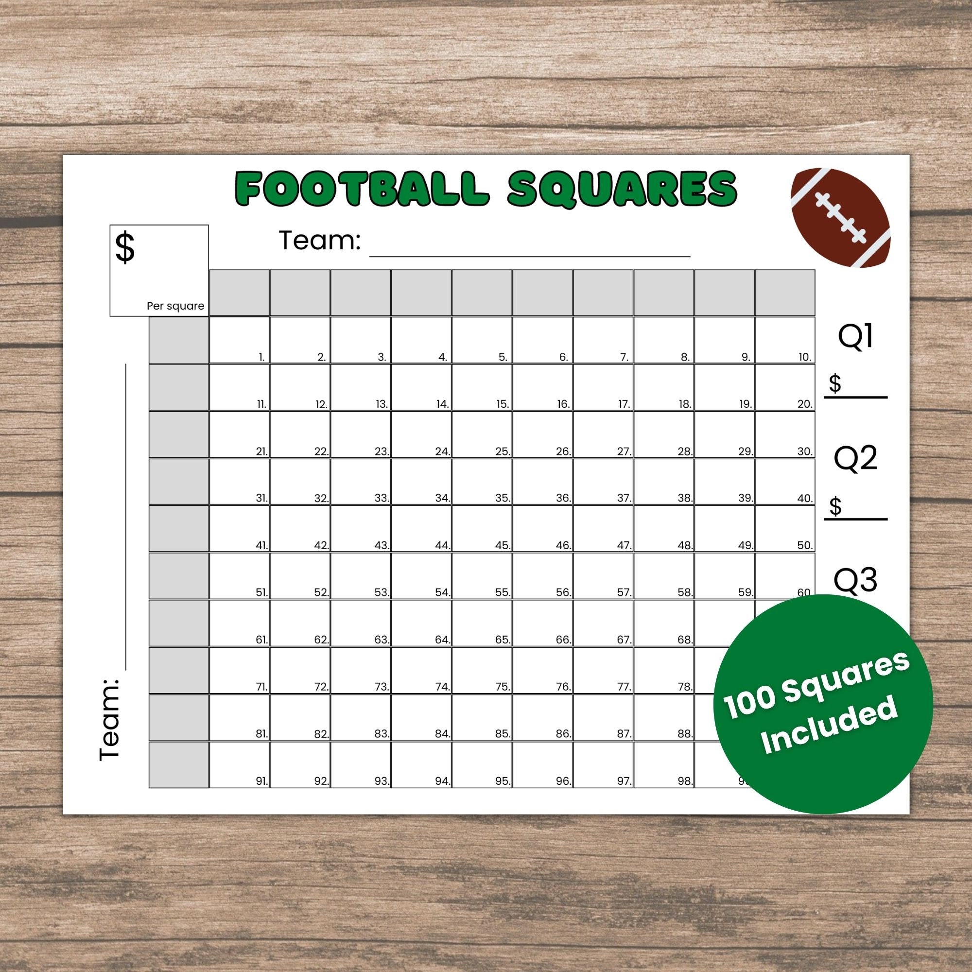Football Squares Game Bundle, Football Fundraiser, Football Betting ...