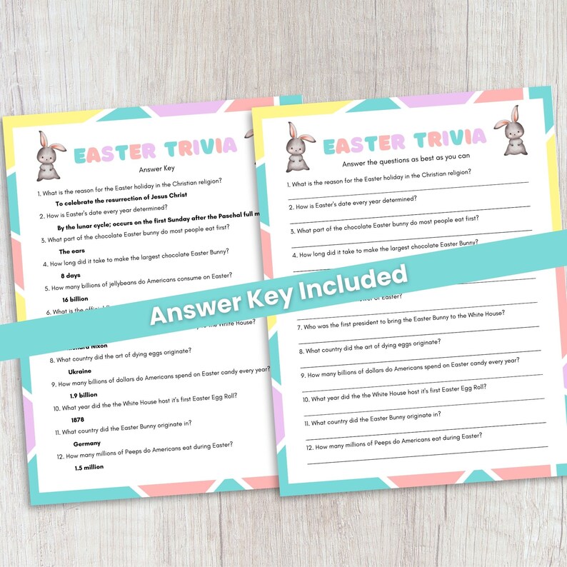 Easter Trivia Game, Easter Activity for Kids and Adults, Printable ...