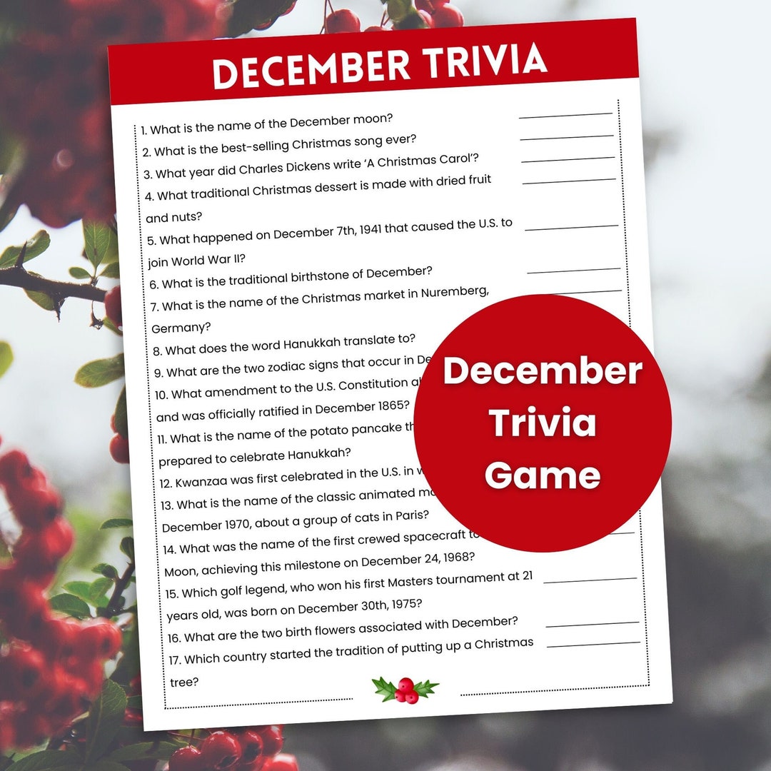 December Trivia Game, Christmas Trivia, Winter Trivia, Trivia Night ...