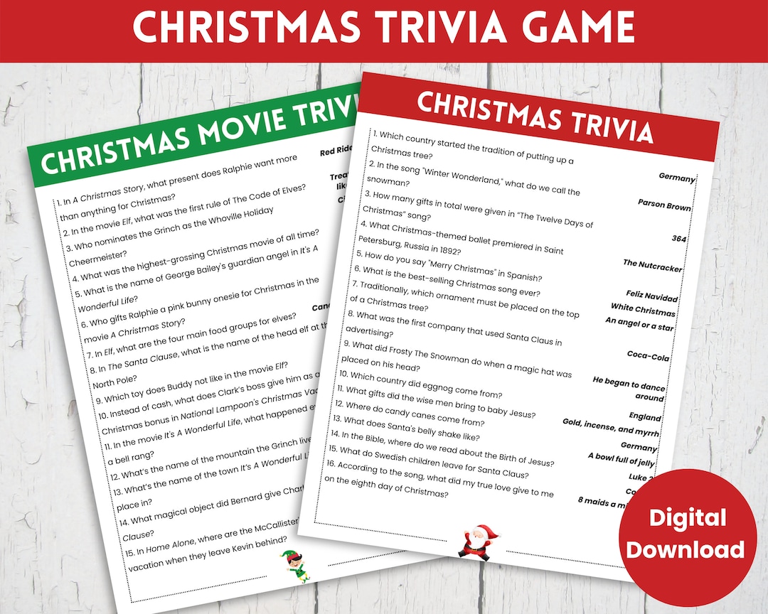 Christmas Trivia Game Printable Christmas Movie Trivia - Etsy