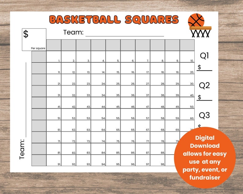 Editable Basketball Squares Game Printable Basketball - Etsy