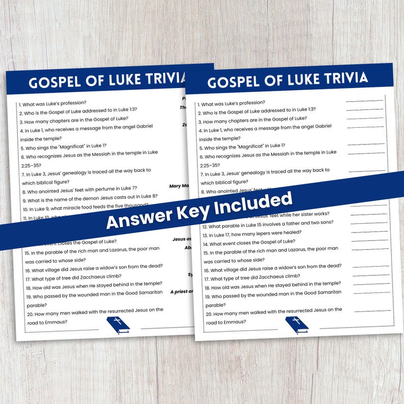 The Gospel of Luke Bible Trivia Game, Church Games, Womens Ministry ...
