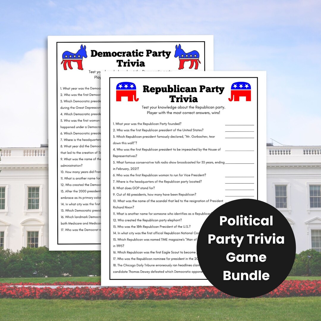 Political Party Trivia Game Bundle, Republican Party Trivia Game ...