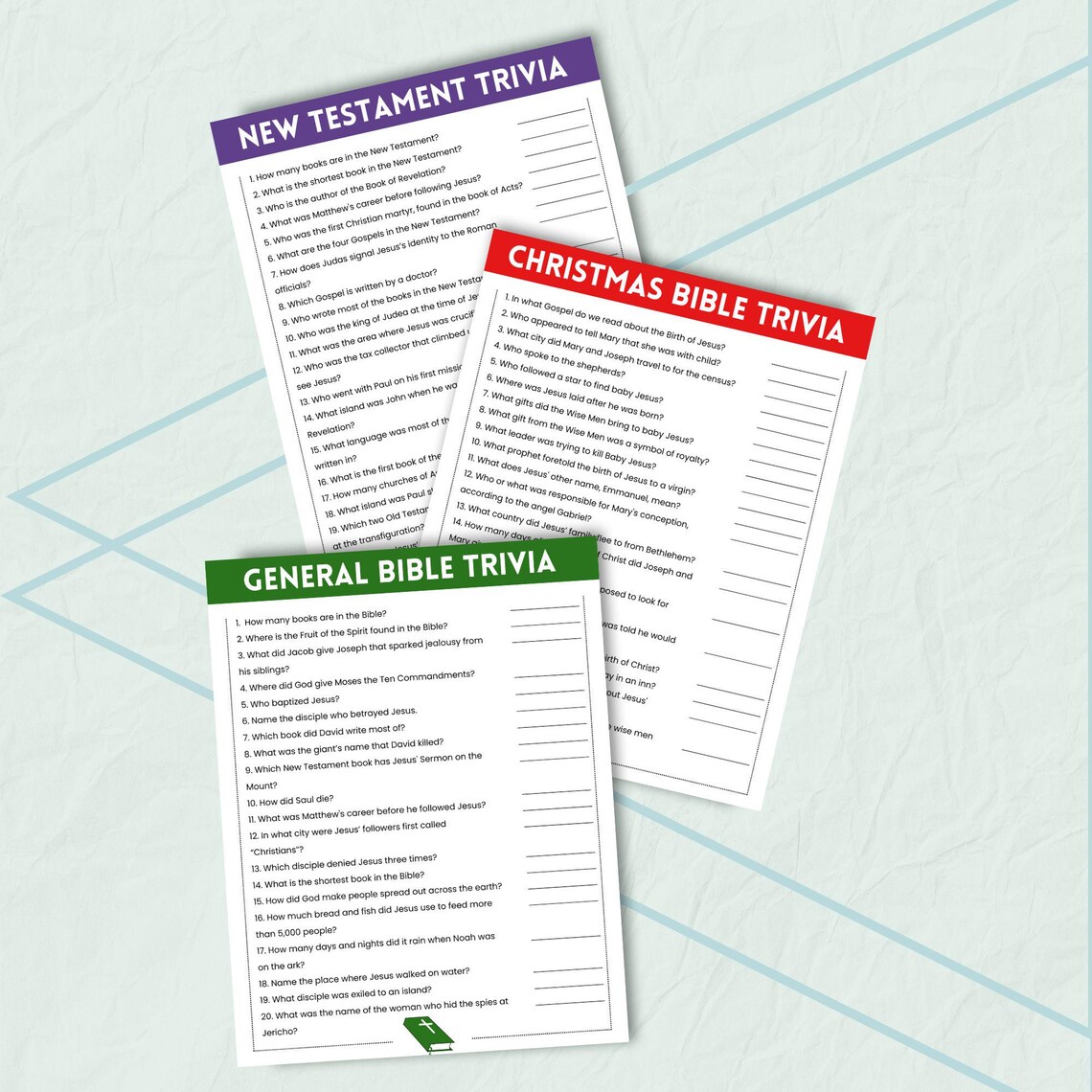 Bible Trivia Games Bundle, New Testament Trivia, Old Testament Trivia ...