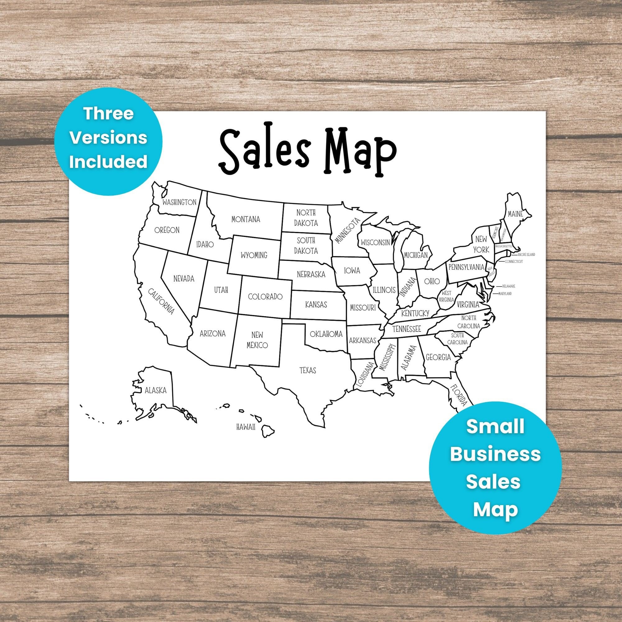 Sales Map, Etsy Sales Map, Small Business Sales Map, Sales Map Tracker ...
