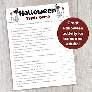 Halloween Trivia Game for Adults, Halloween Fill in the Blank Trivia ...
