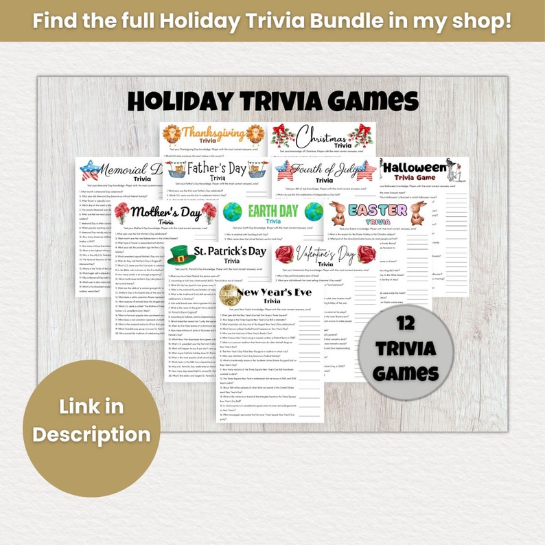 New Years Eve Trivia Game, Holiday Trivia Game, Winter Trivia Game, New ...