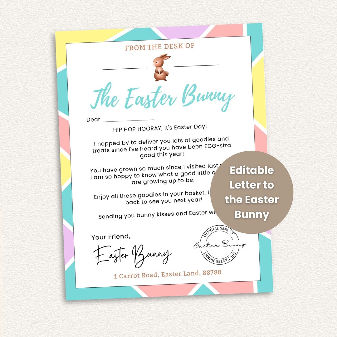 Easter Bunny Letter, Editable Letter From the Easter Bunny, Easter ...