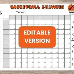 Editable Basketball Squares Game Printable Basketball - Etsy