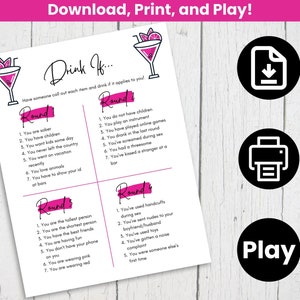 Drinking Game for Adults Printable, Drink If Party Game, Great for ...