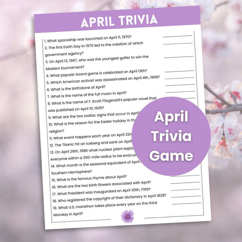 April Trivia Game, Spring Trivia Game, Easter Trivia, Trivia Questions ...
