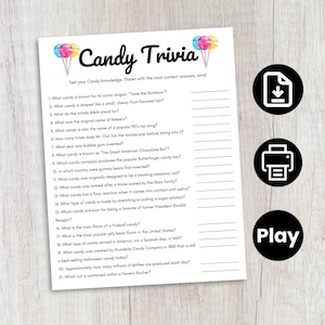 Candy Trivia Game, Printable Candy Trivia, Candy Game, Trivia Questions ...