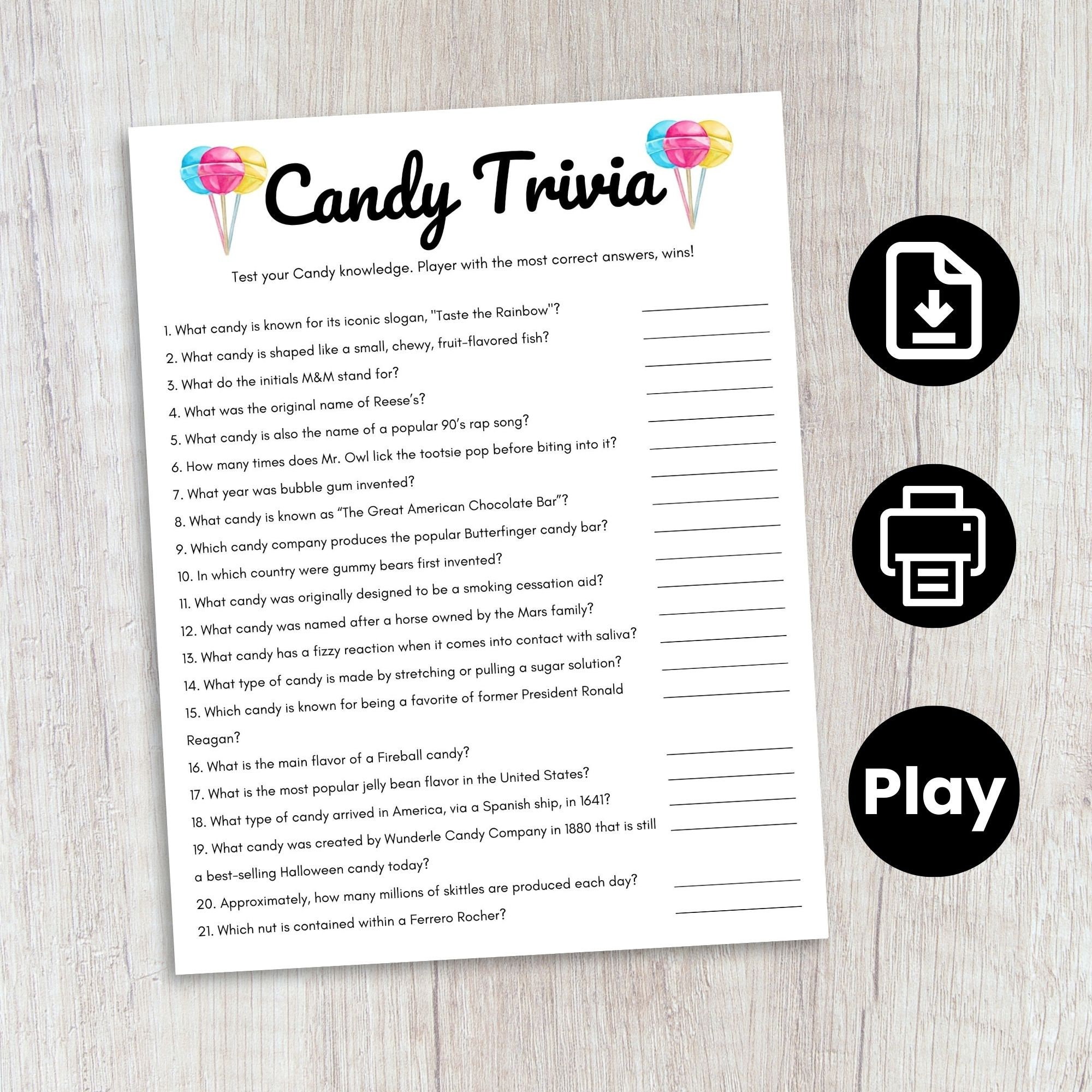 Candy Trivia Game, Printable Candy Trivia, Candy Game, Trivia Questions ...