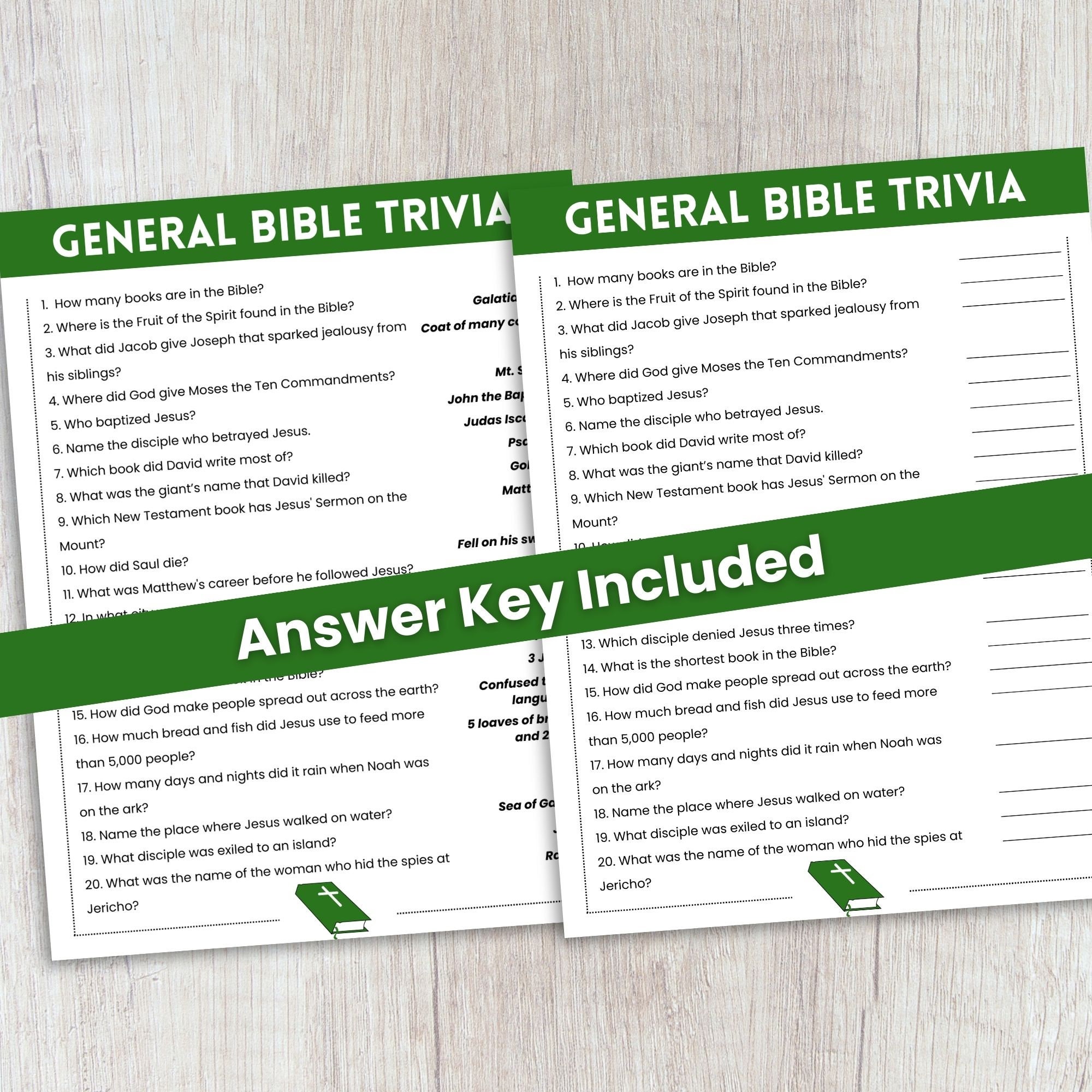 Bible Trivia Game, Bible Game for Adults, Bible Game for Kids, Church ...