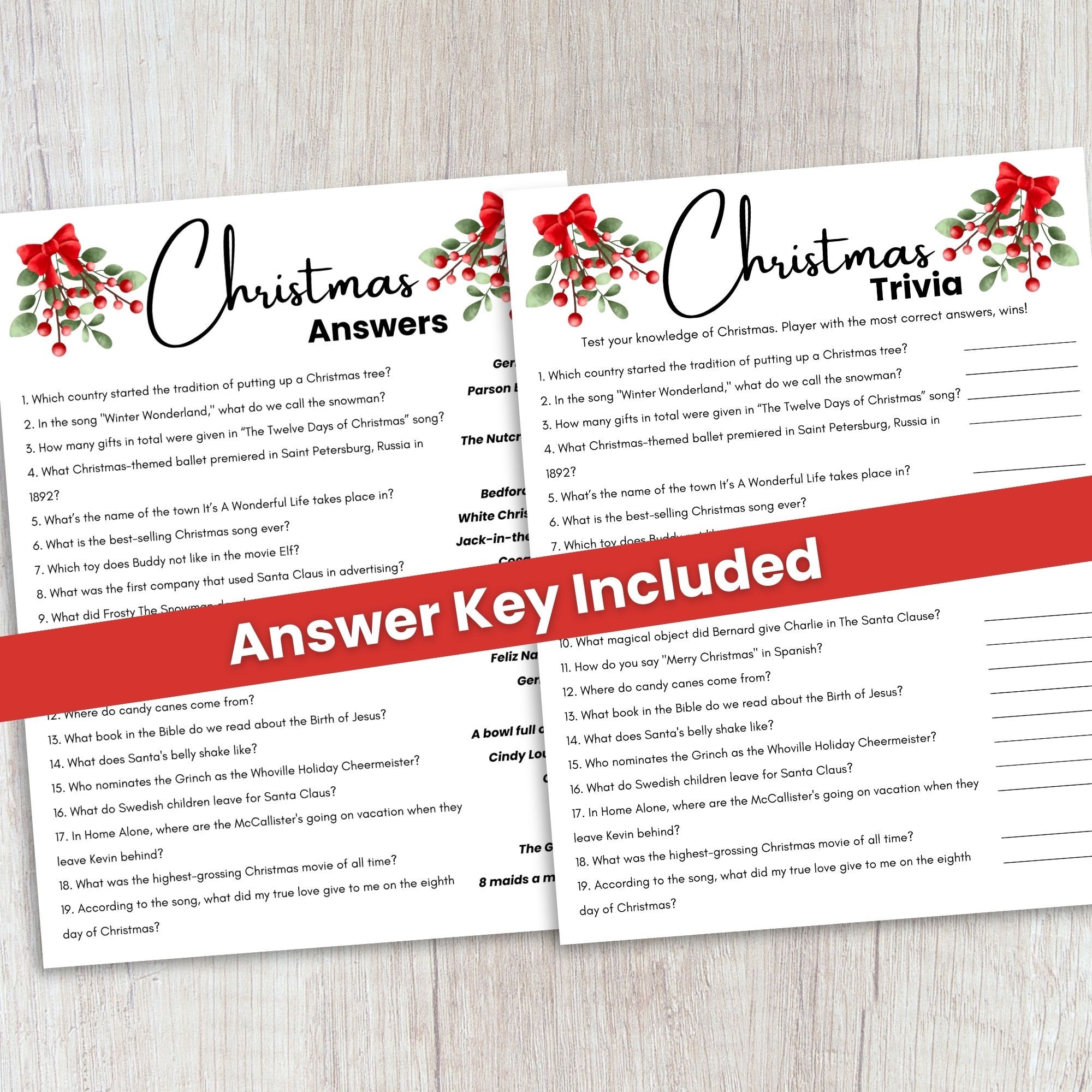 Christmas Trivia Game, Holiday Trivia Game, Winter Trivia, Holiday ...