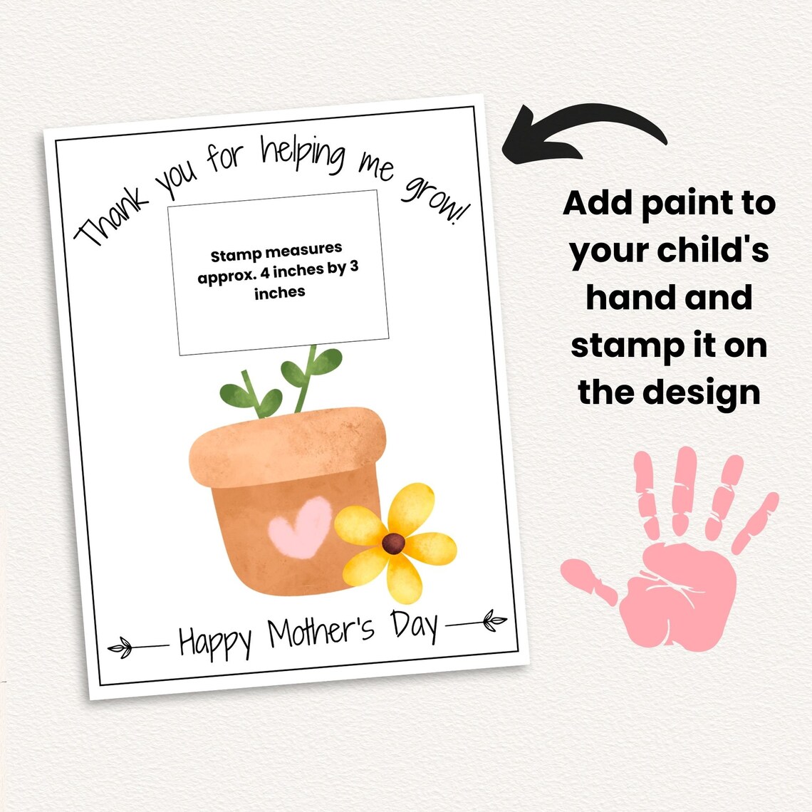 Mothers Day Handprint Art Printable, Mothers Day Flower Handprint Art ...