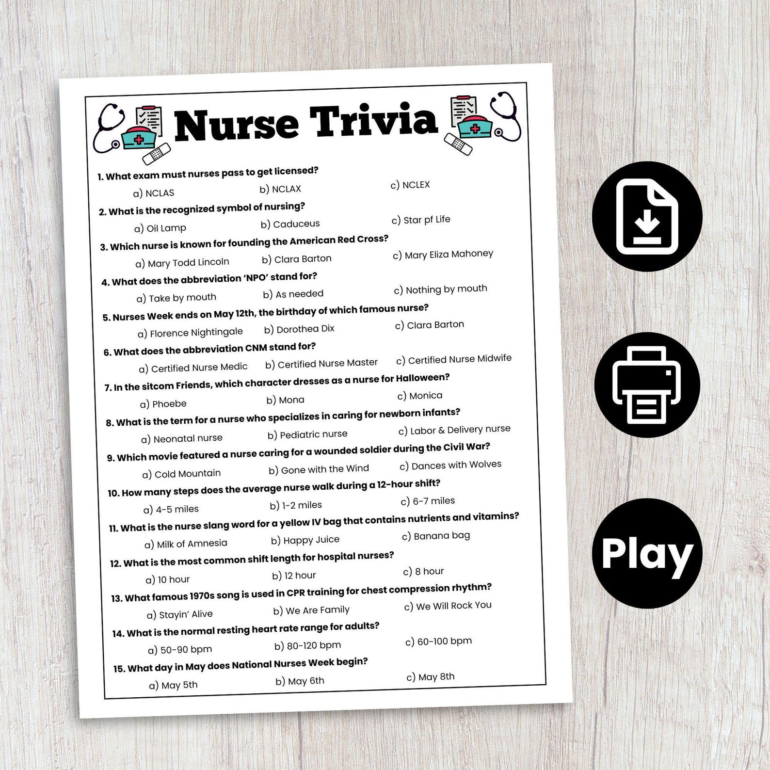 Nurse Trivia Game, Nurse Themed Games, Healthcare Trivia, Nurses Week ...