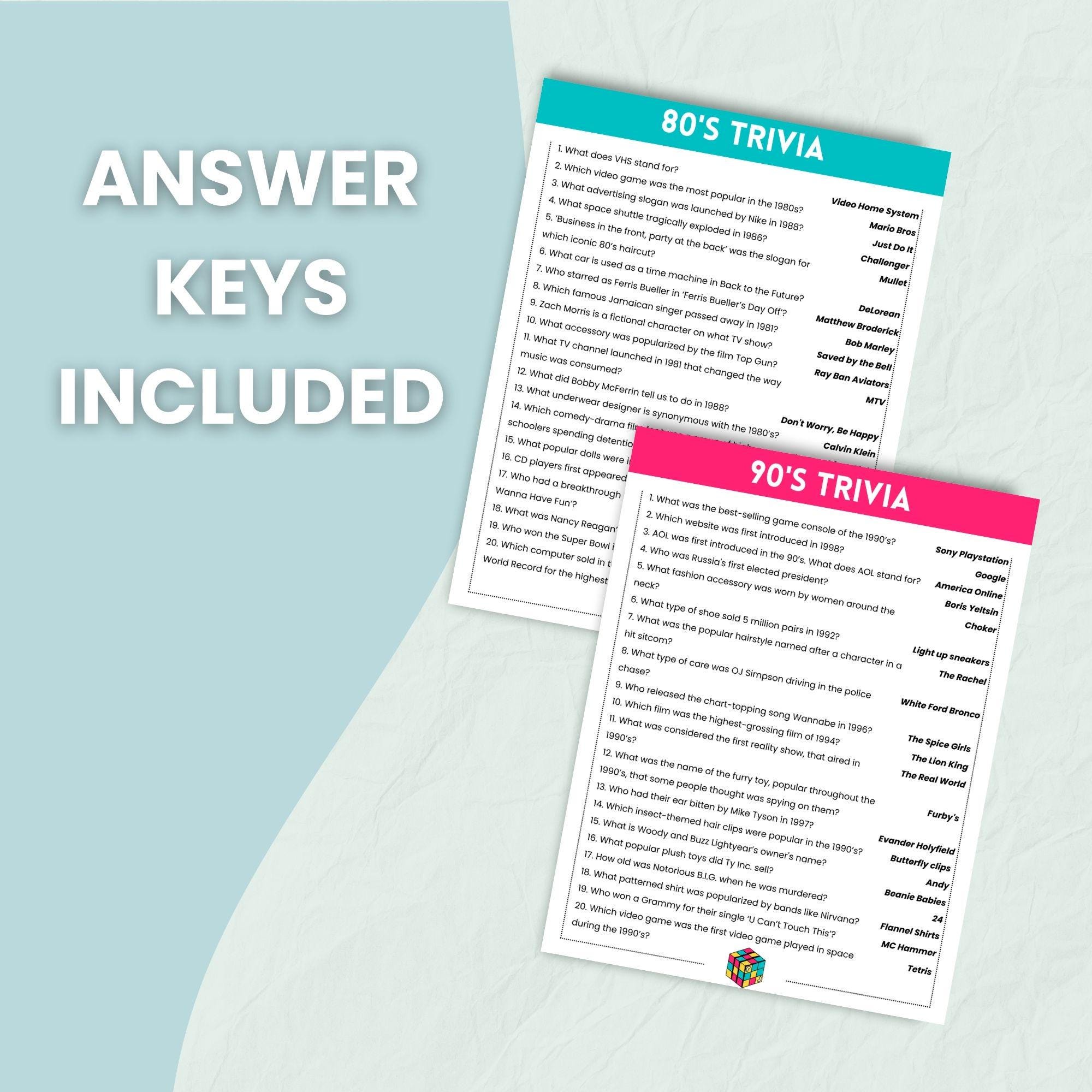 Decades Trivia Game, Trivia Questions, Pub Trivia, Adult Trivia ...