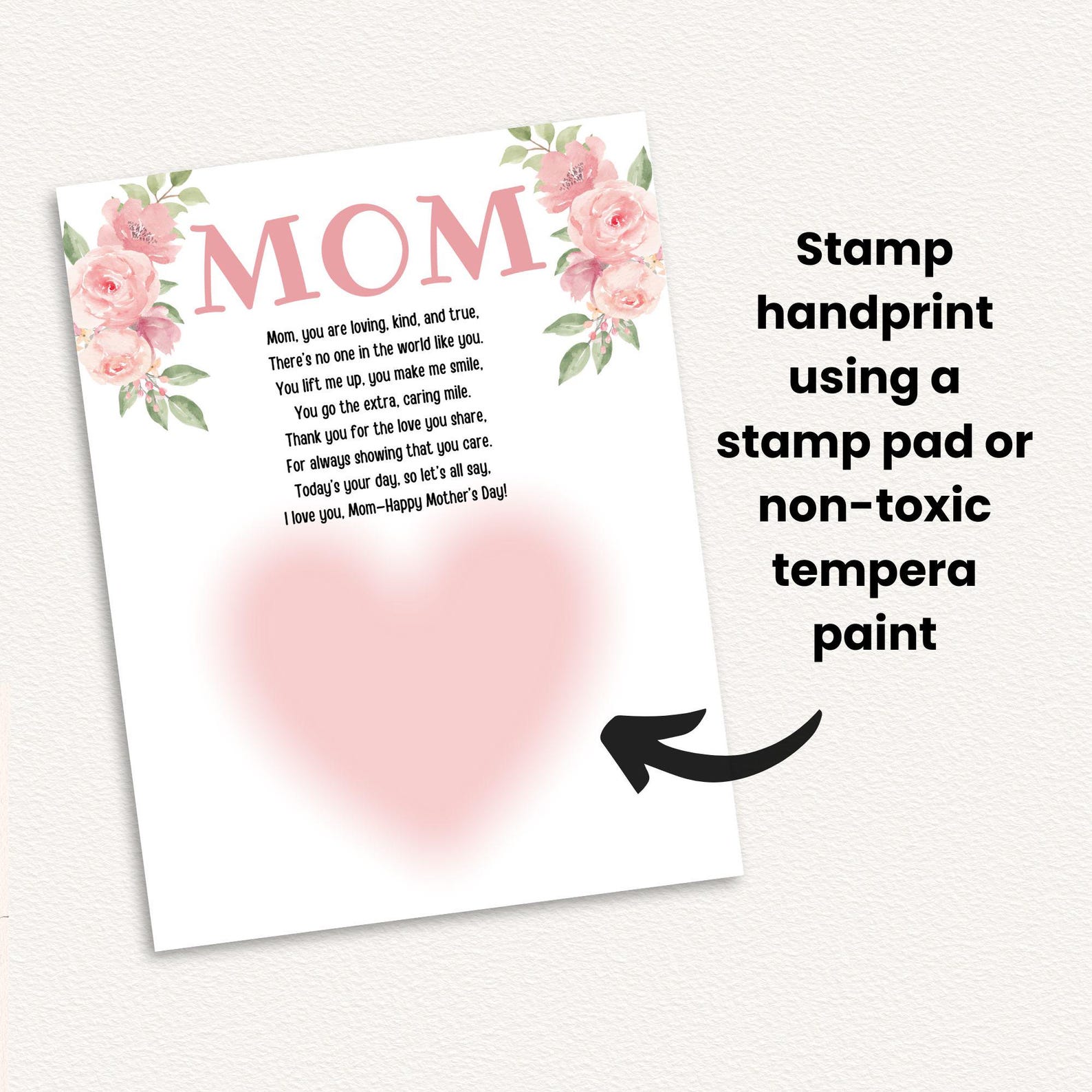 Mothers Day Handprint Art, Mom Handprint Craft, Mothers Day Poem ...