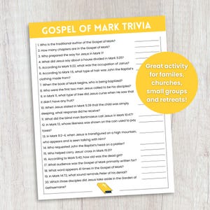 The Gospel of Mark Bible Trivia Game, Church Games, Womens Ministry ...