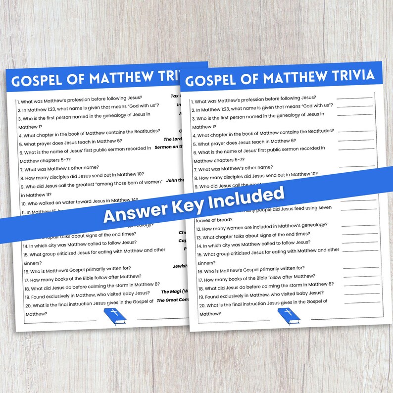 Gospel of Matthew Bible Trivia Game, Church Games, Womens Ministry ...
