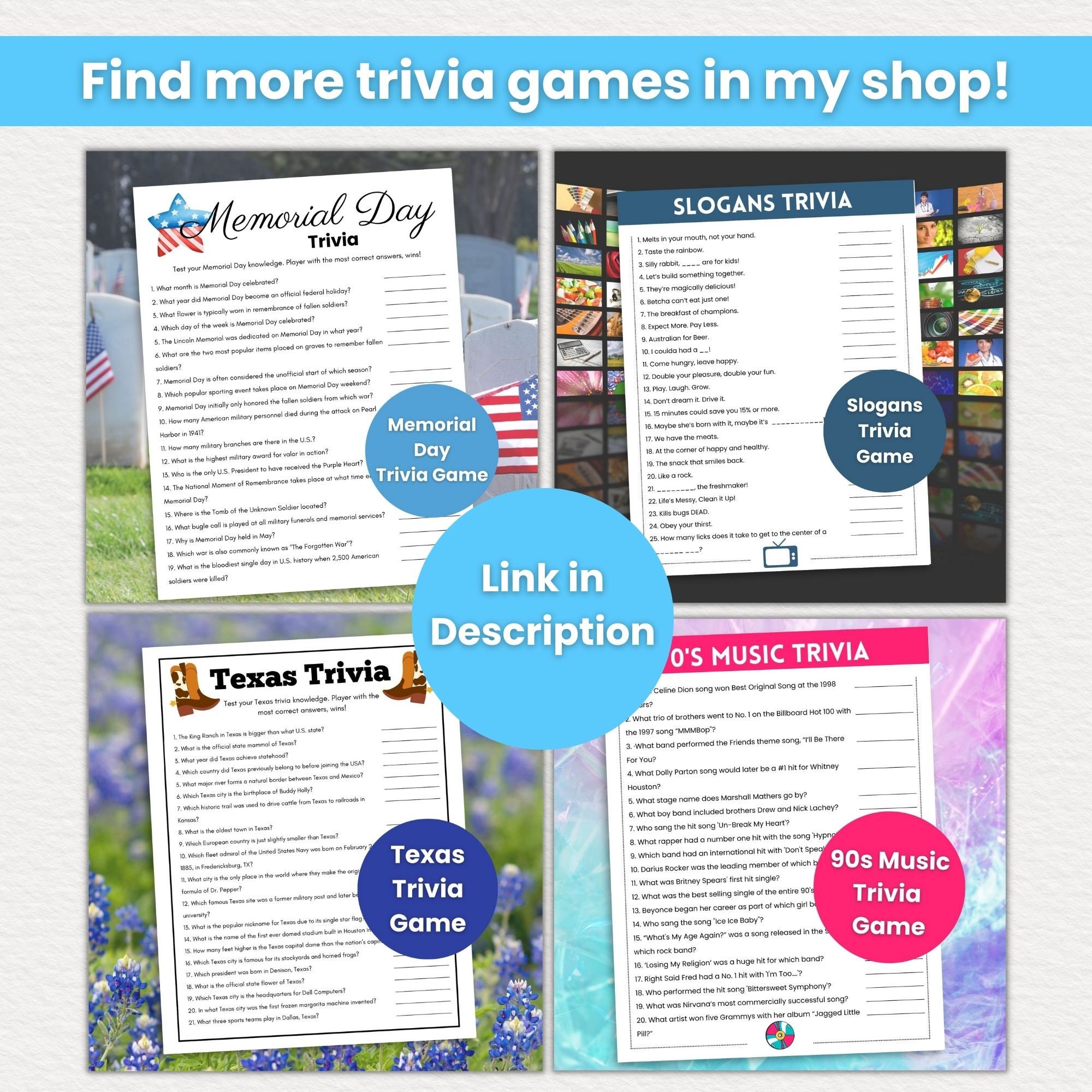 January Trivia Game, Holiday Trivia Game, January Games, Trivia ...