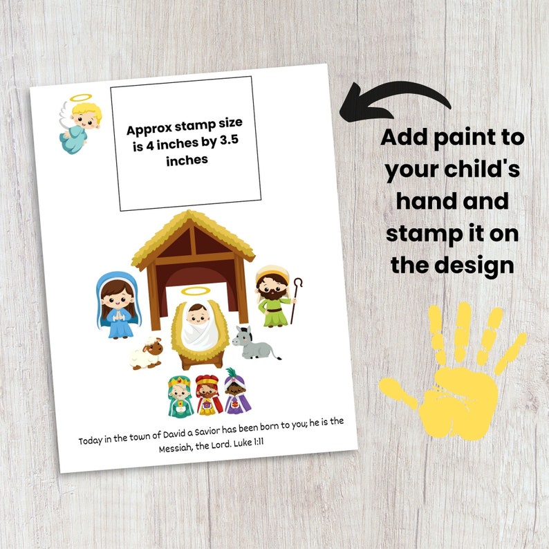 Nativity Scene Printable Handprint Art, Christmas Sunday School Craft ...