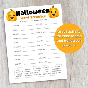 Halloween Word Scramble Game, Halloween Party Game Printable, Halloween ...