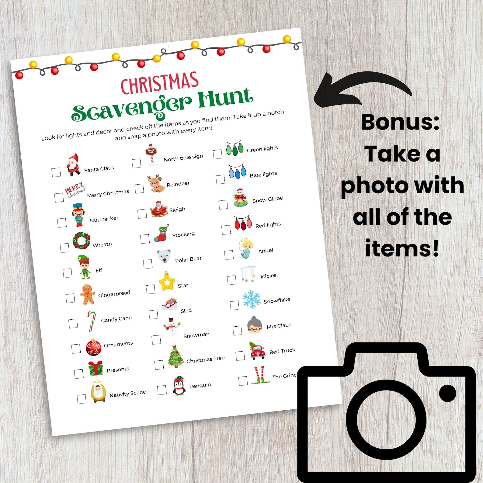 Christmas Lights Scavenger Hunt, Christmas Car Ride Game, Christmas ...