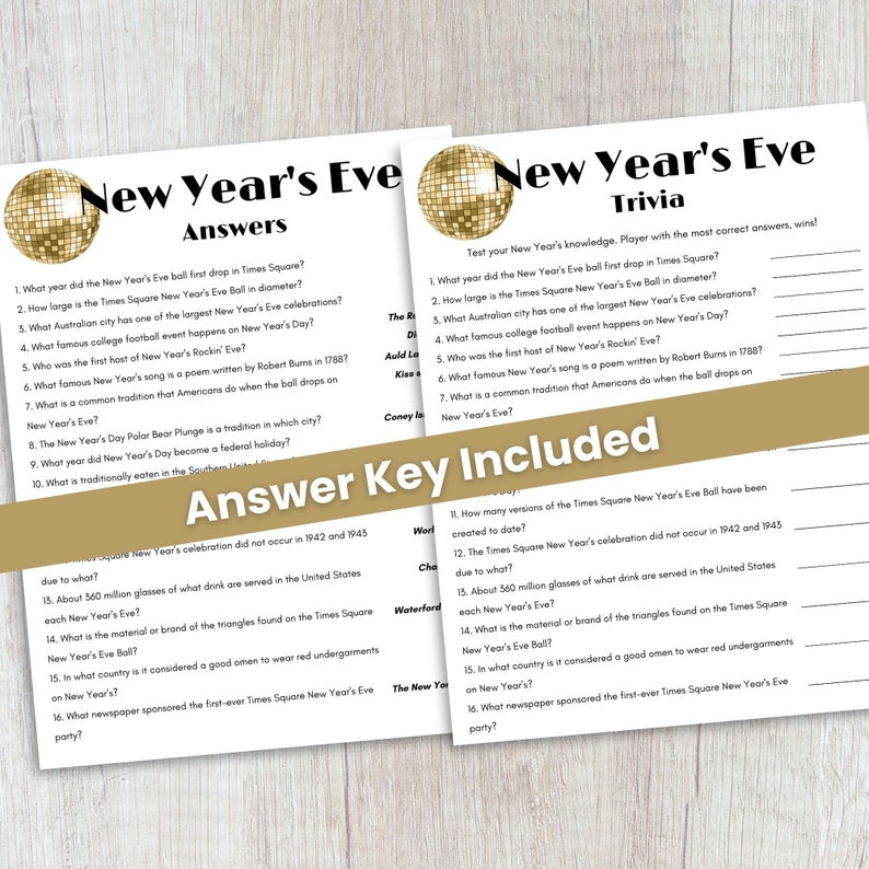 New Years Eve Trivia Game, Holiday Trivia Game, Winter Trivia Game, New ...